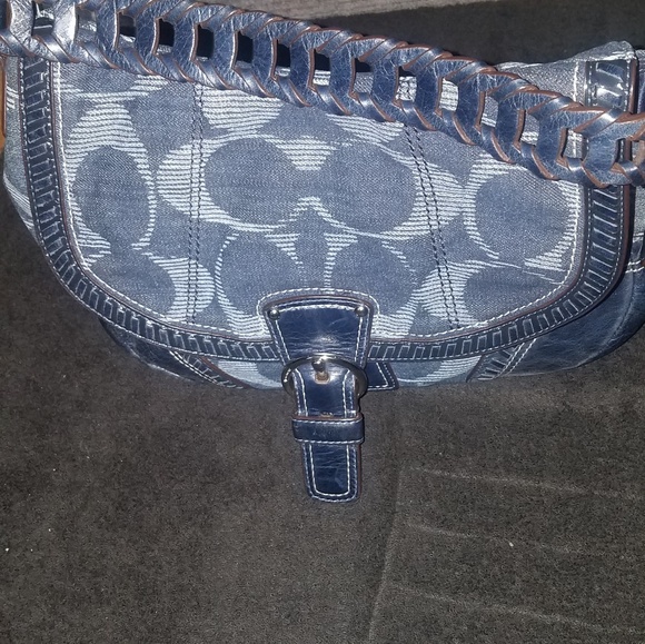 Coach | Bags | Coach Denim Shoulder Bag With Leather Strap And | Poshmark